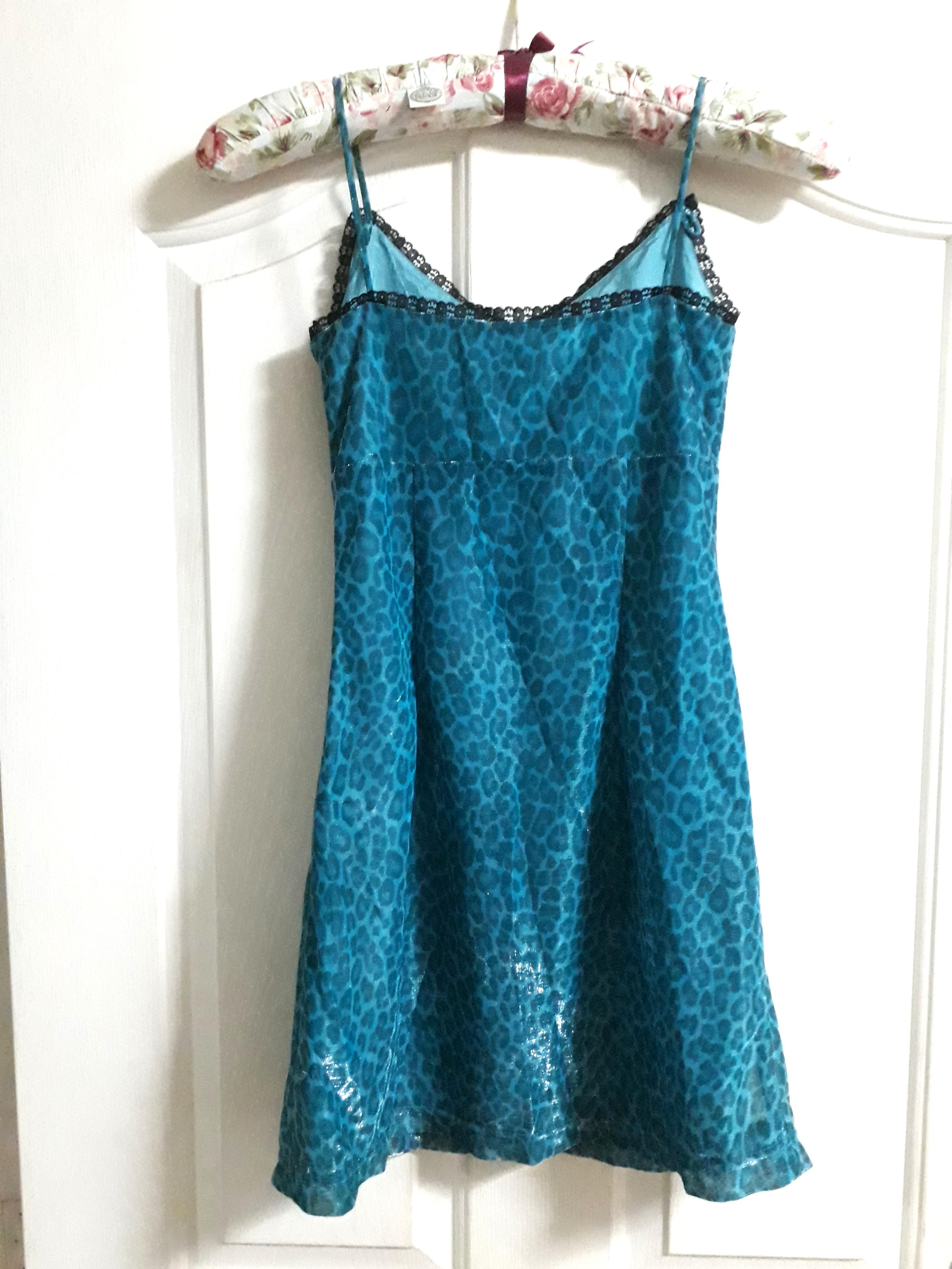 Turquoise Leopard Print Dress, Women's Fashion, Tops, Sleeveless on ...
