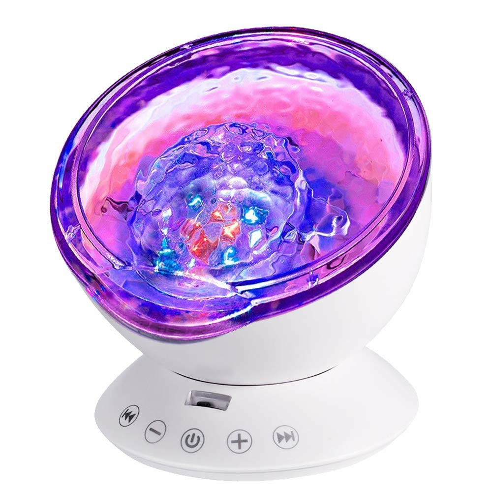 Remote Control Ocean Wave Projector 12 LED &7 Colors Night Light with ...