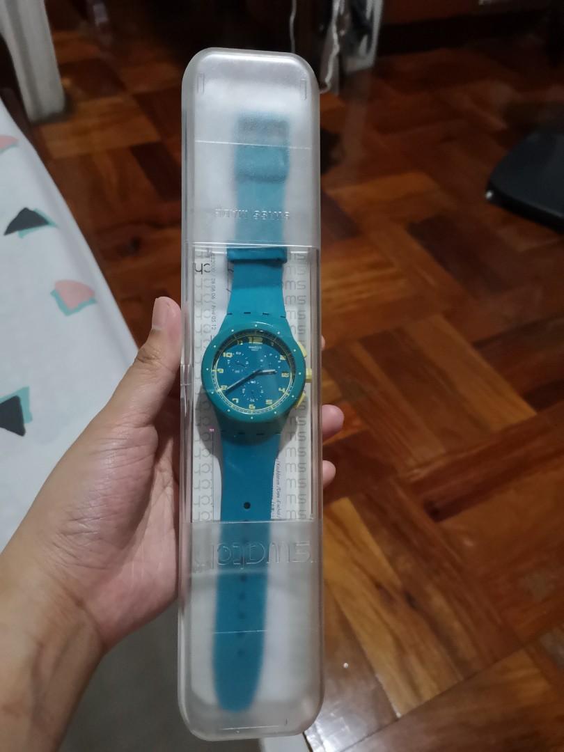 Swatch chronograph color teal watch, Women's Fashion, Watches ...
