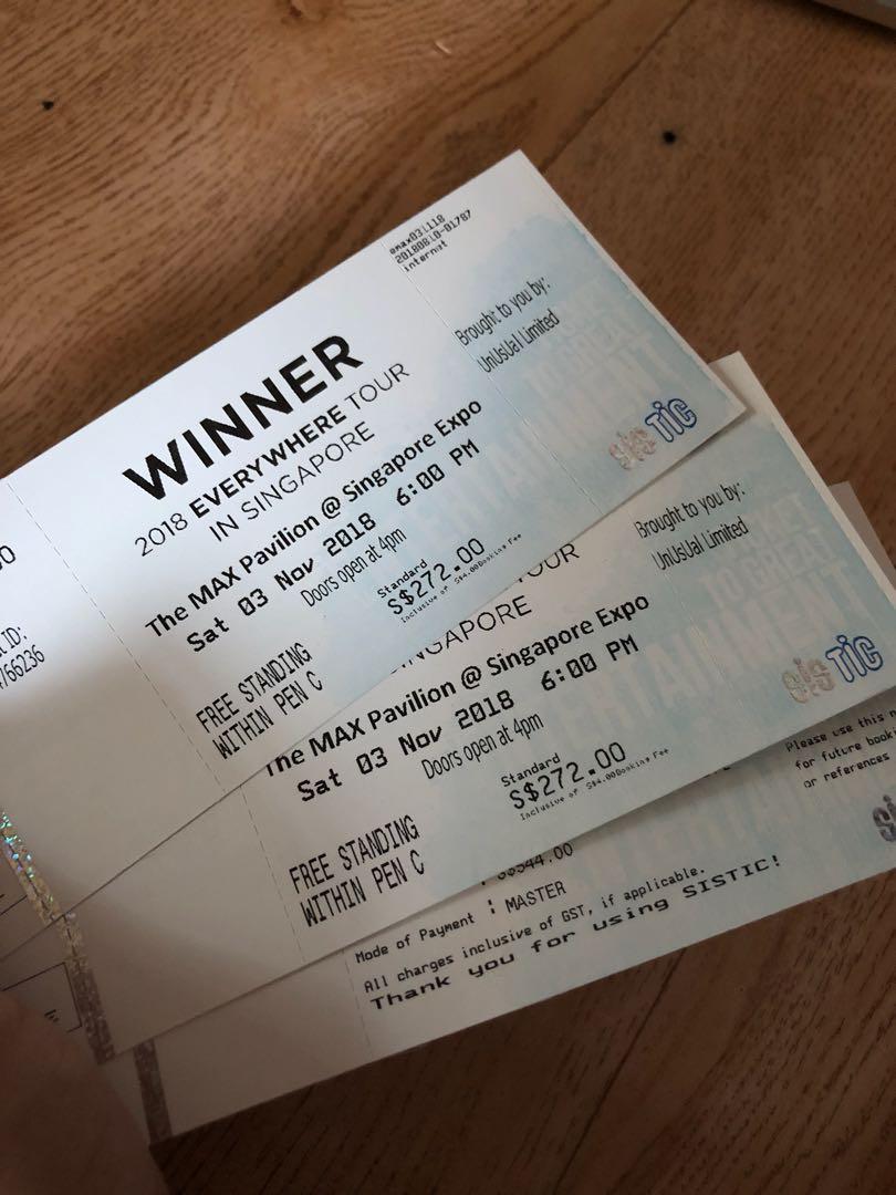 2 WINNER Concert tickets SINGAPORE (PEN C), Tickets & Vouchers, Event ...