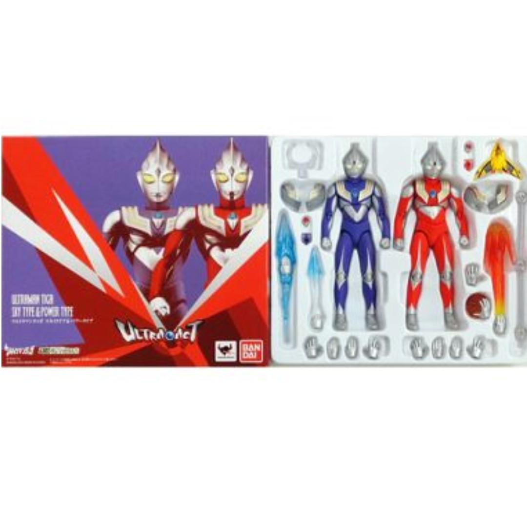 Bandai Ultra Act 超人迪加 Tiga Sky Type & Power Type [Ultraman Tiga] 魂Shop限定, 興趣及遊戲, 玩具 & 遊戲類 ...