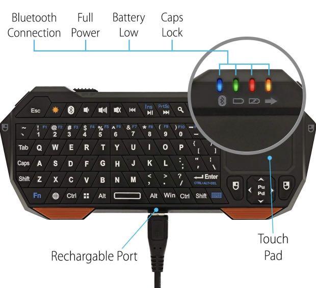 Fosmon 23022KB Portable Wireless Mini Bluetooth Keyboard Controller ...