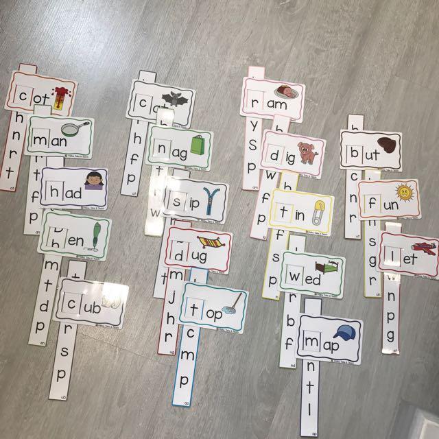 Cvc Word Families Slider Teaching Cards, Hobbies & Toys, Toys & Games ...