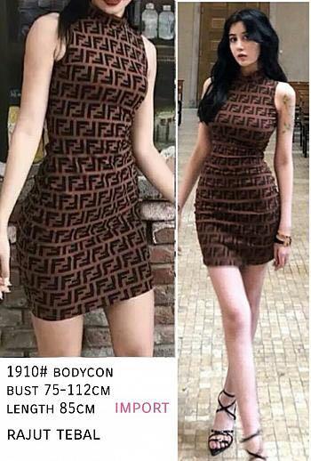 dres import fendi bodycon, Olshop Fashion, Olshop Wanita di Carousell