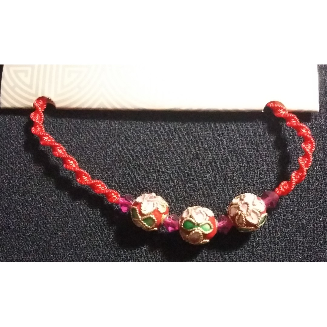 Gelang anyaman tali kur dengan manik enamel, Desain & Kerajinan Tangan ...