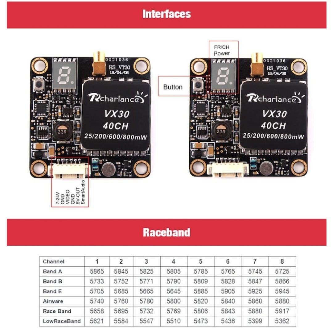 VX30 48CH 25mW/200mW/600mW/800mW power switchable VTX with Smart Audio ...