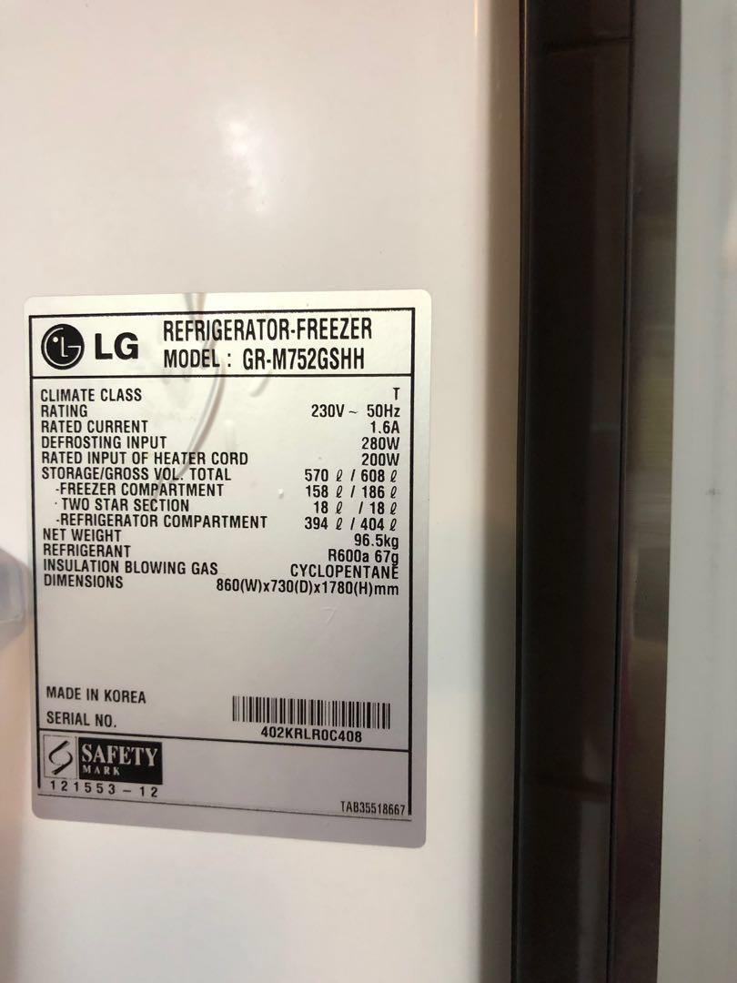 LG fridge 600L, TV & Home Appliances, Kitchen Appliances, Refrigerators ...