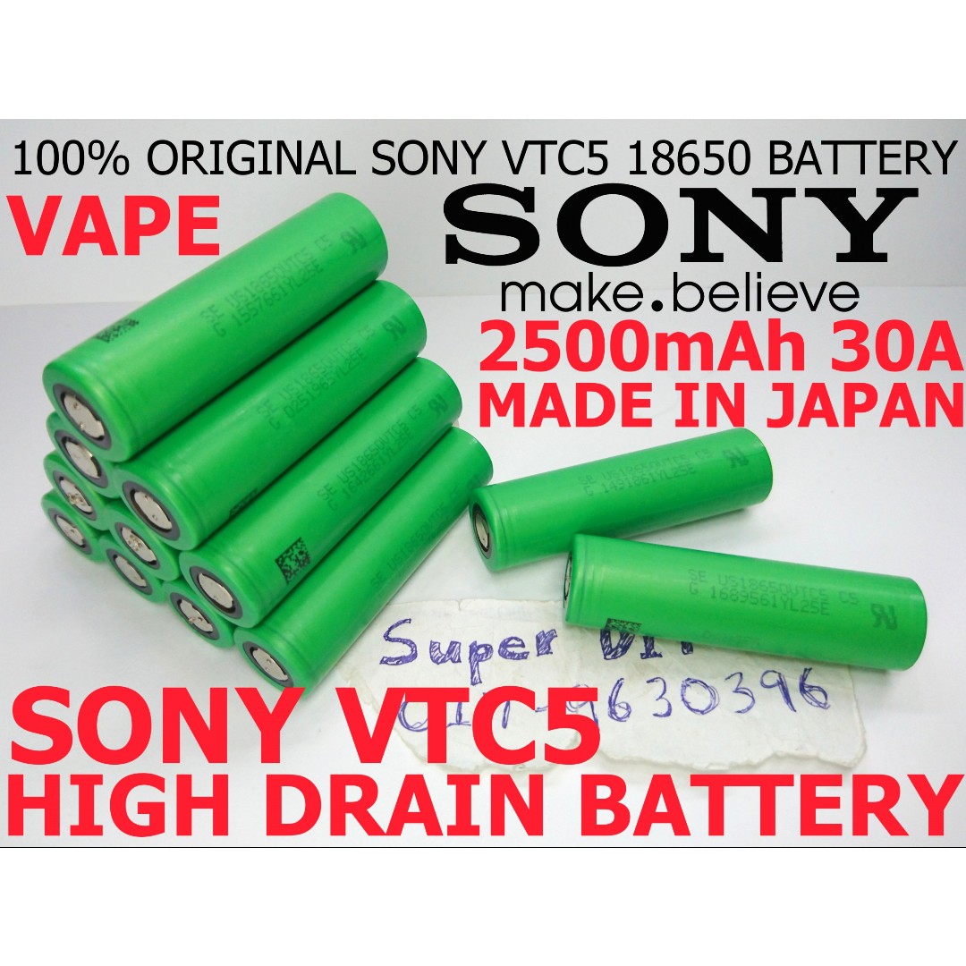 Sony 18650 VTC5 3.7V 2600mAh Rechargeable Vape Battery 30a High Drain Battery, Computers & Tech ...