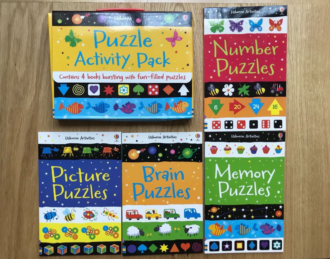 Usborne Puzzle Activity Pack (4 books), Hobbies & Toys, Books ...
