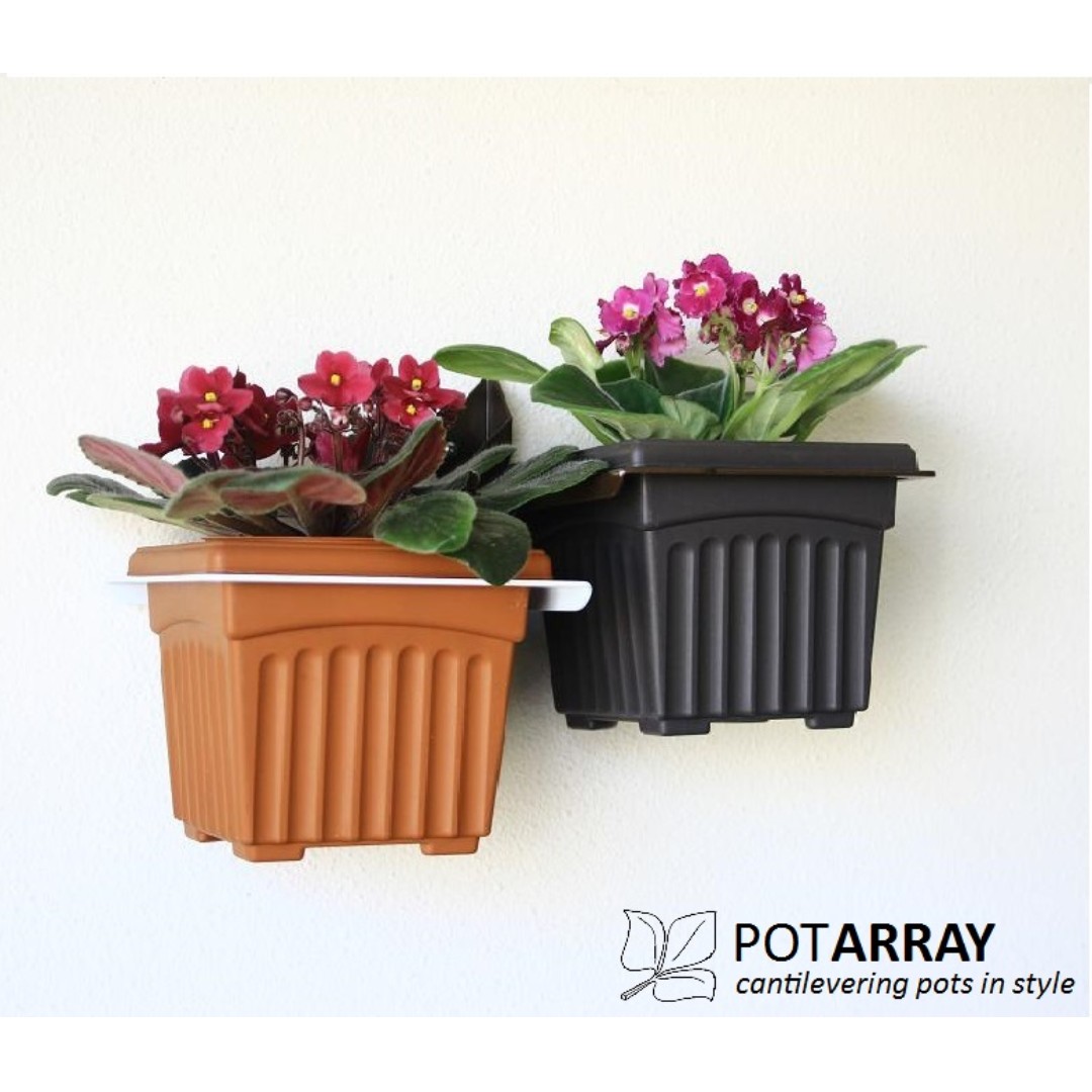 Wall Mounted Cascading Twin Pot Display, Furniture & Home Living ...