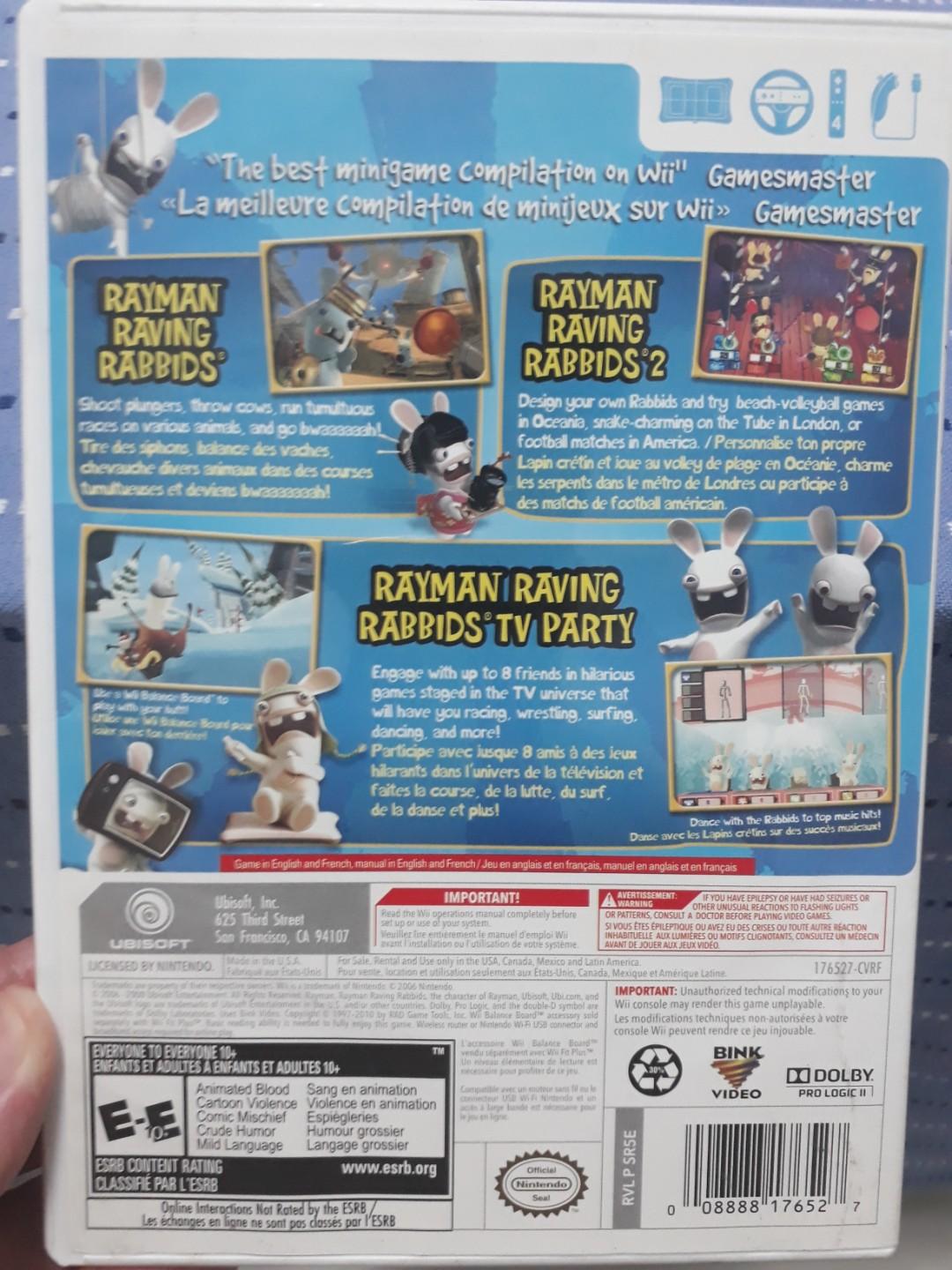 Wii game Raving Rabbids party collection, Video Gaming, Video Games ...