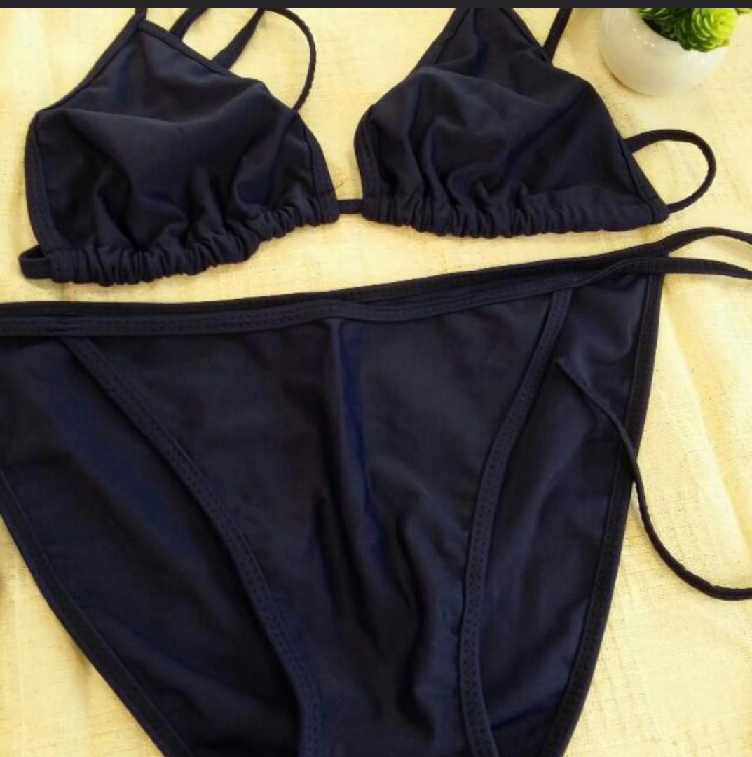 New Plain Dark Blue bikini with padding, Women's Fashion, Swimwear ...