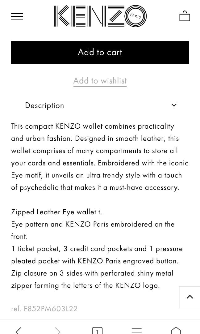 KENZO Leather Eye Wallet, Women's Fashion, Bags & Wallets, Wallets ...