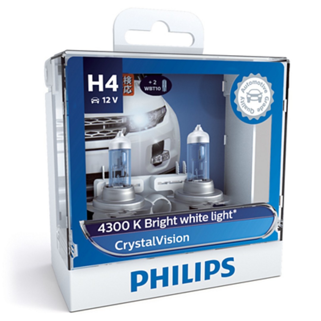 Philips H4 Crystal Vision 4300K Halogen Bulb. LTA Approved Installation ...
