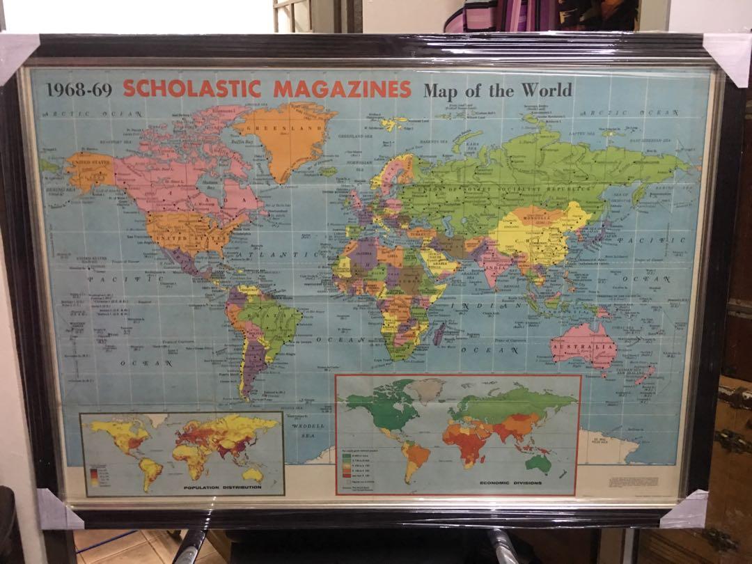 Since 1968-1969 Map of the world (new frame), Hobbies & Toys ...