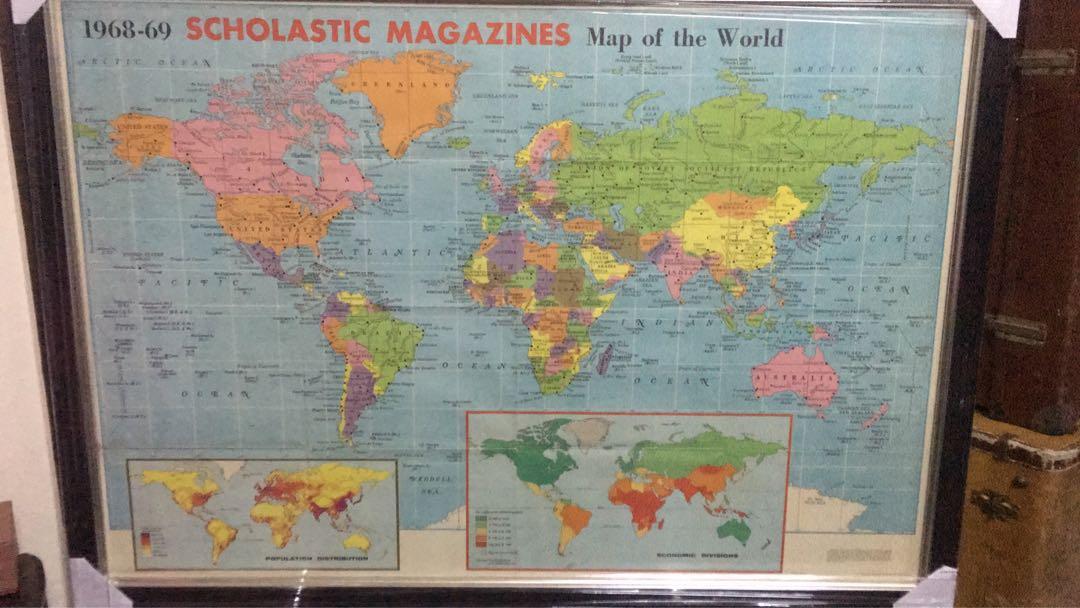 Since 1968-1969 Map of the world (new frame), Hobbies & Toys ...