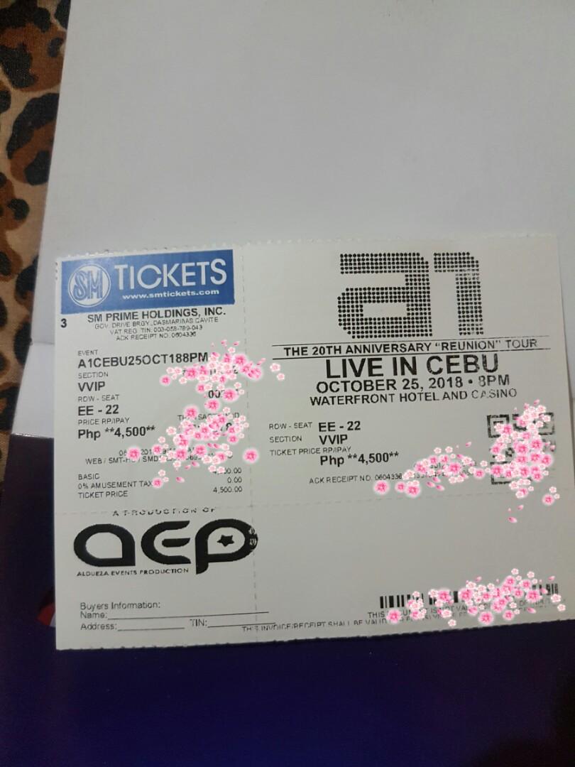 A1 Reunion Tour VVIP Ticket, Tickets & Vouchers, Event Tickets on Carousell