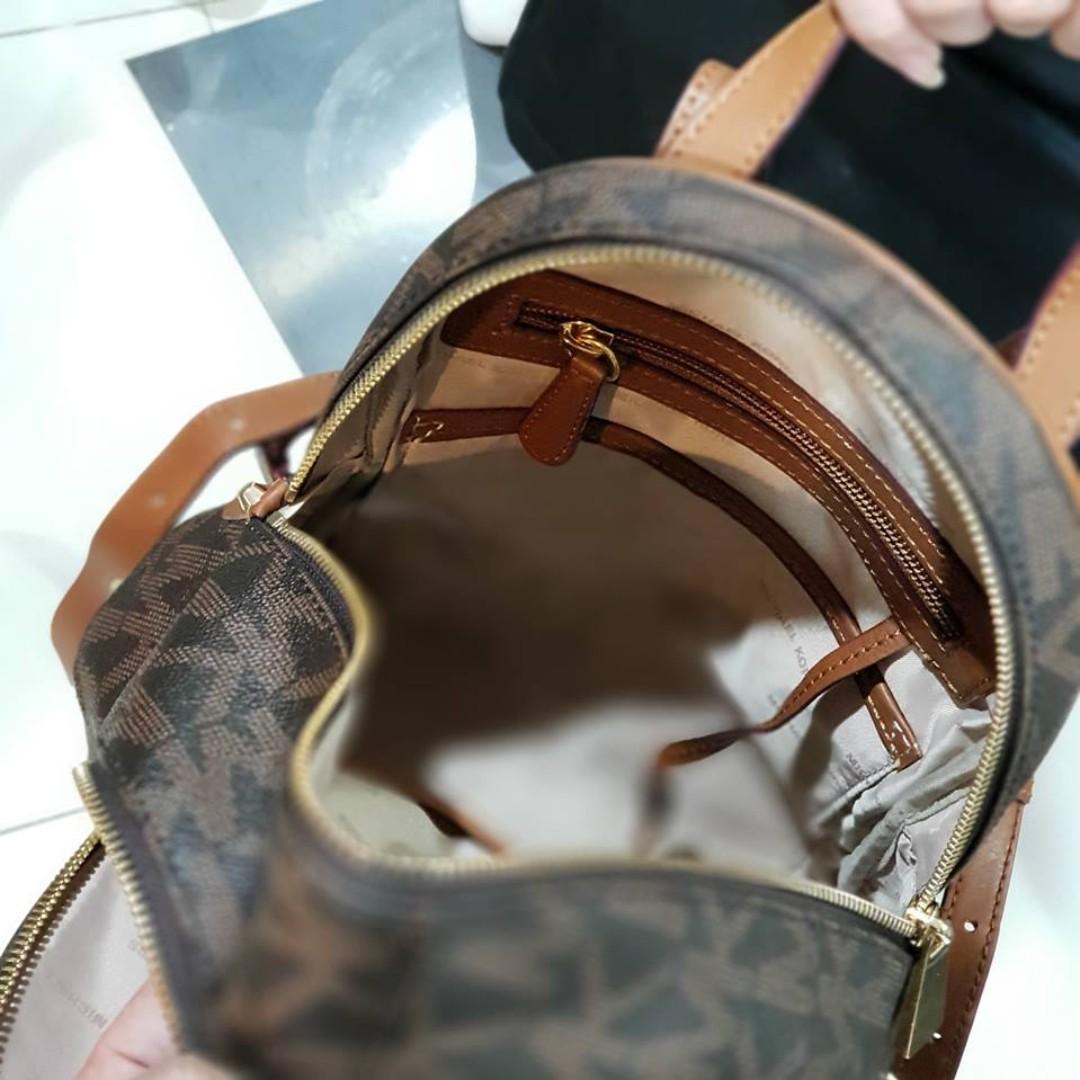Authentic Michael Kors Rhea Medium Monogram Backpack - Brown, Women's ...