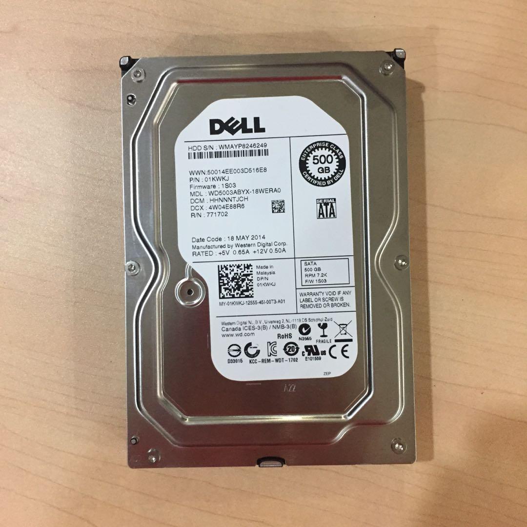DELL CERTIFIED WD WDC 500GB ENTERPRISE SATA WD5003ABYX 1KWKJ 01KWKJ ...
