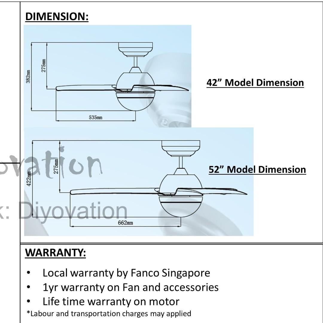 [Fanco] Acon Ceiling Fan with LED light and installation, Furniture ...