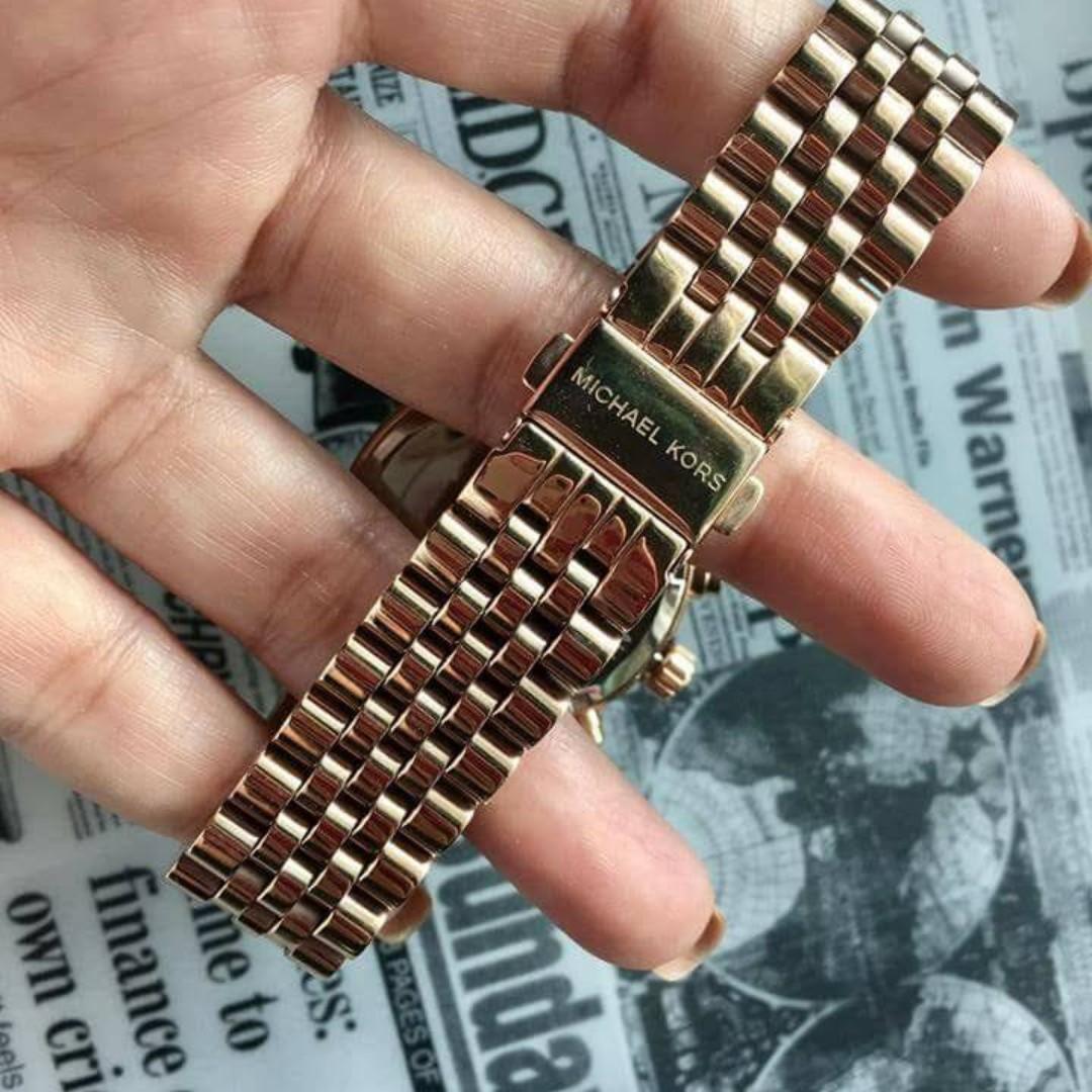 Michael Kors Lexington Chronograph Purple Dial Rose Gold-tone Women's ...