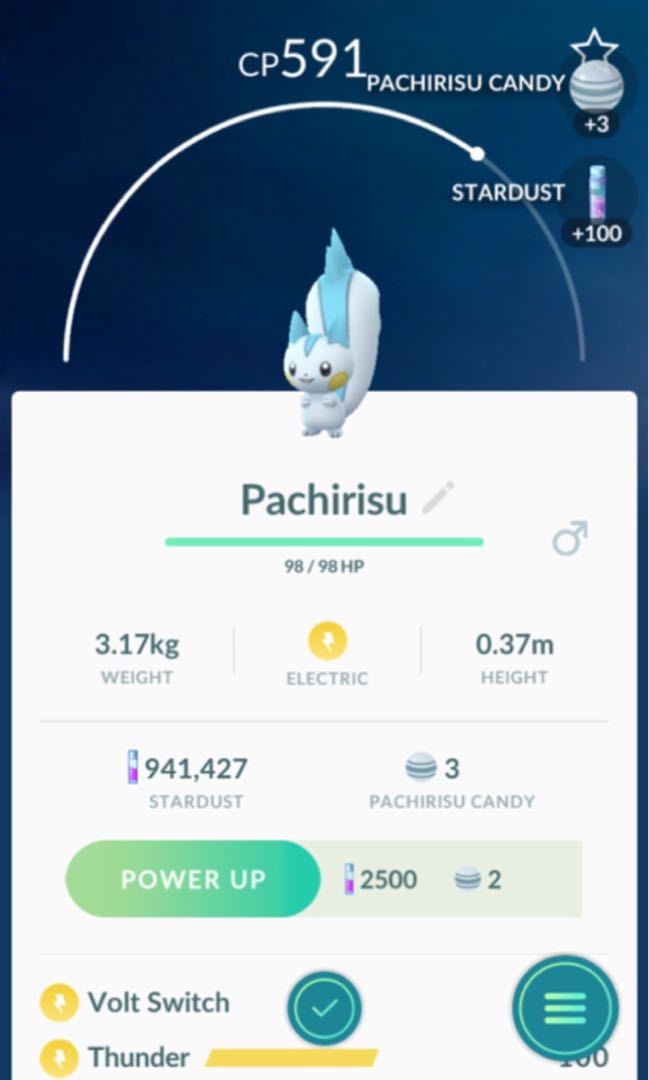 Pachirisu - RARE Pokemon Go Regional, Video Gaming, Gaming Accessories ...