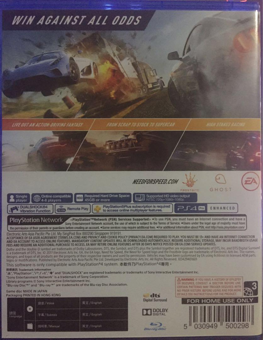 PS4 - NFS Payback, Video Gaming, Video Games, PlayStation on Carousell