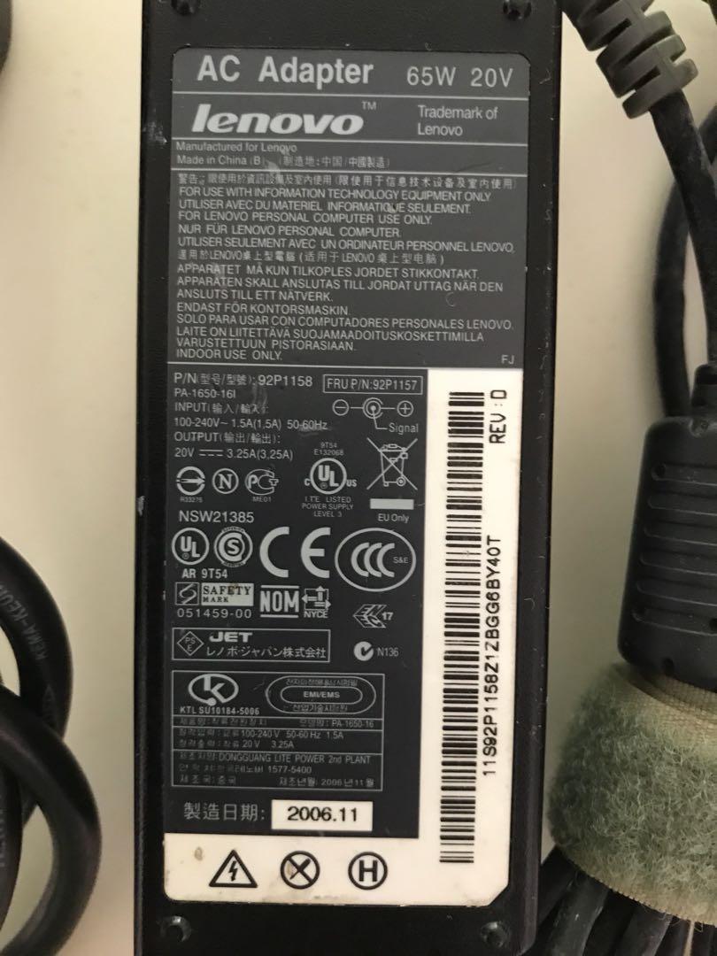 Lenovo Laptop Power Adapter W Computers Tech Parts Accessories Cables Adaptors On