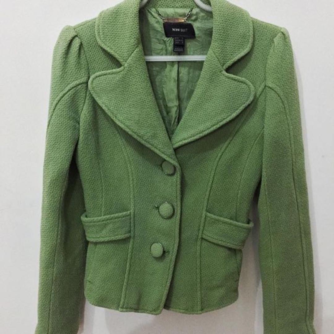 Mango sage green tweed blazer, Women's Fashion, Coats, Jackets and ...