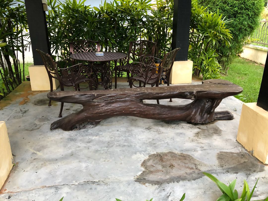 Solid tree bark table, Furniture & Home Living, Furniture, Tables ...