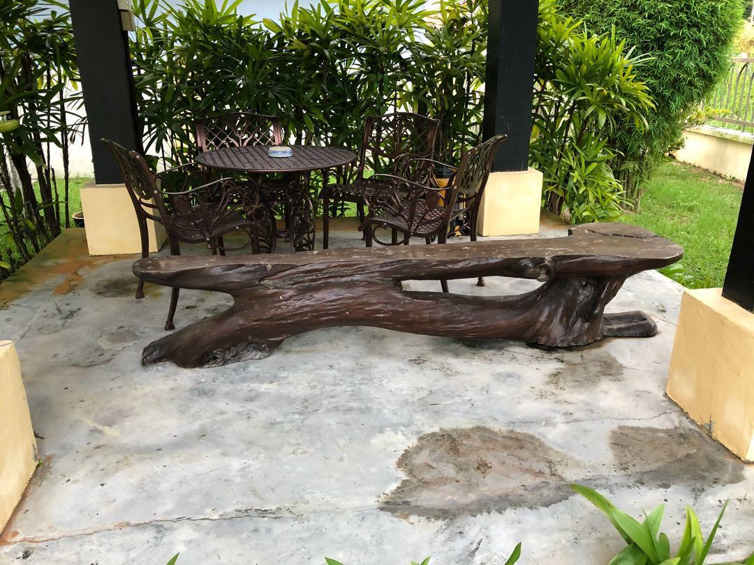 Solid tree bark table, Furniture & Home Living, Furniture, Tables & Sets on Carousell