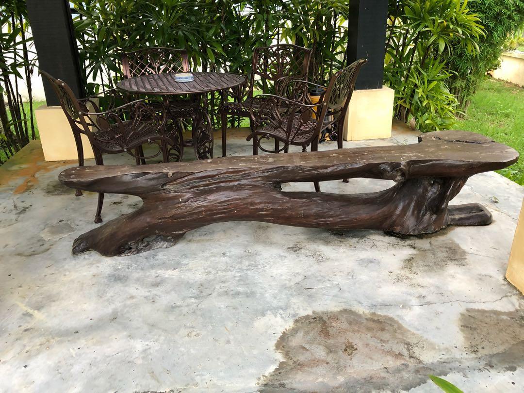 Solid tree bark table, Furniture & Home Living, Furniture, Tables ...
