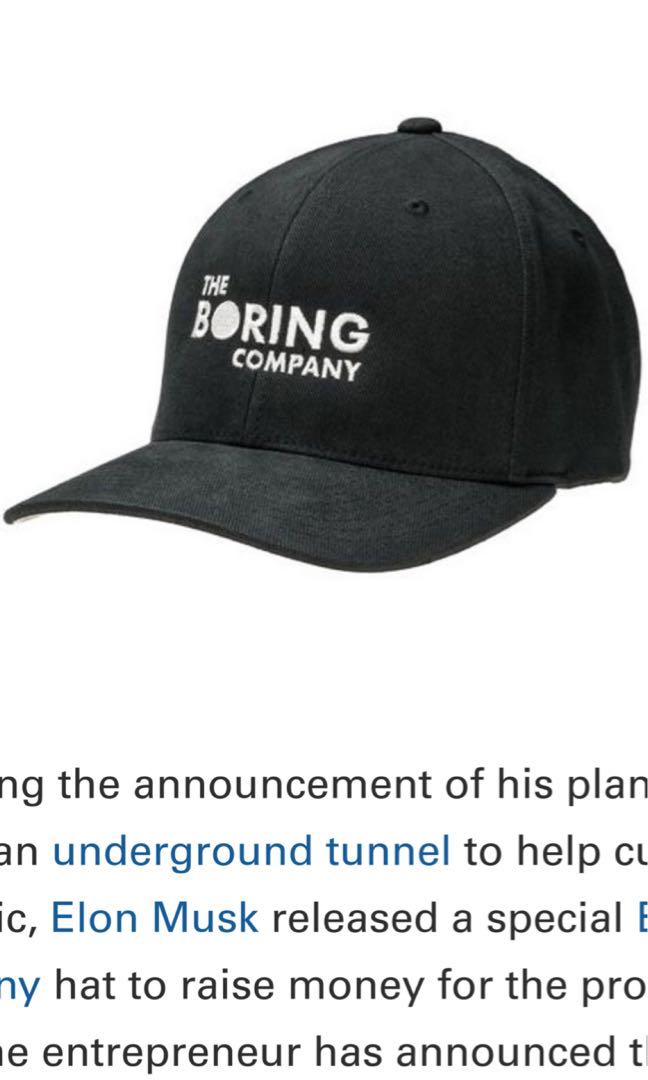 The Boring Company Hat Elon Musk Tesla Space X DS Baseball Cap Limited ...