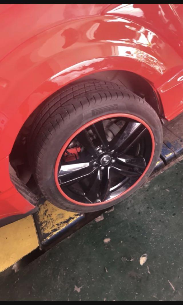 Thick red 17 inch Tyre rim protector, Car Accessories, Tyres & Rims on ...