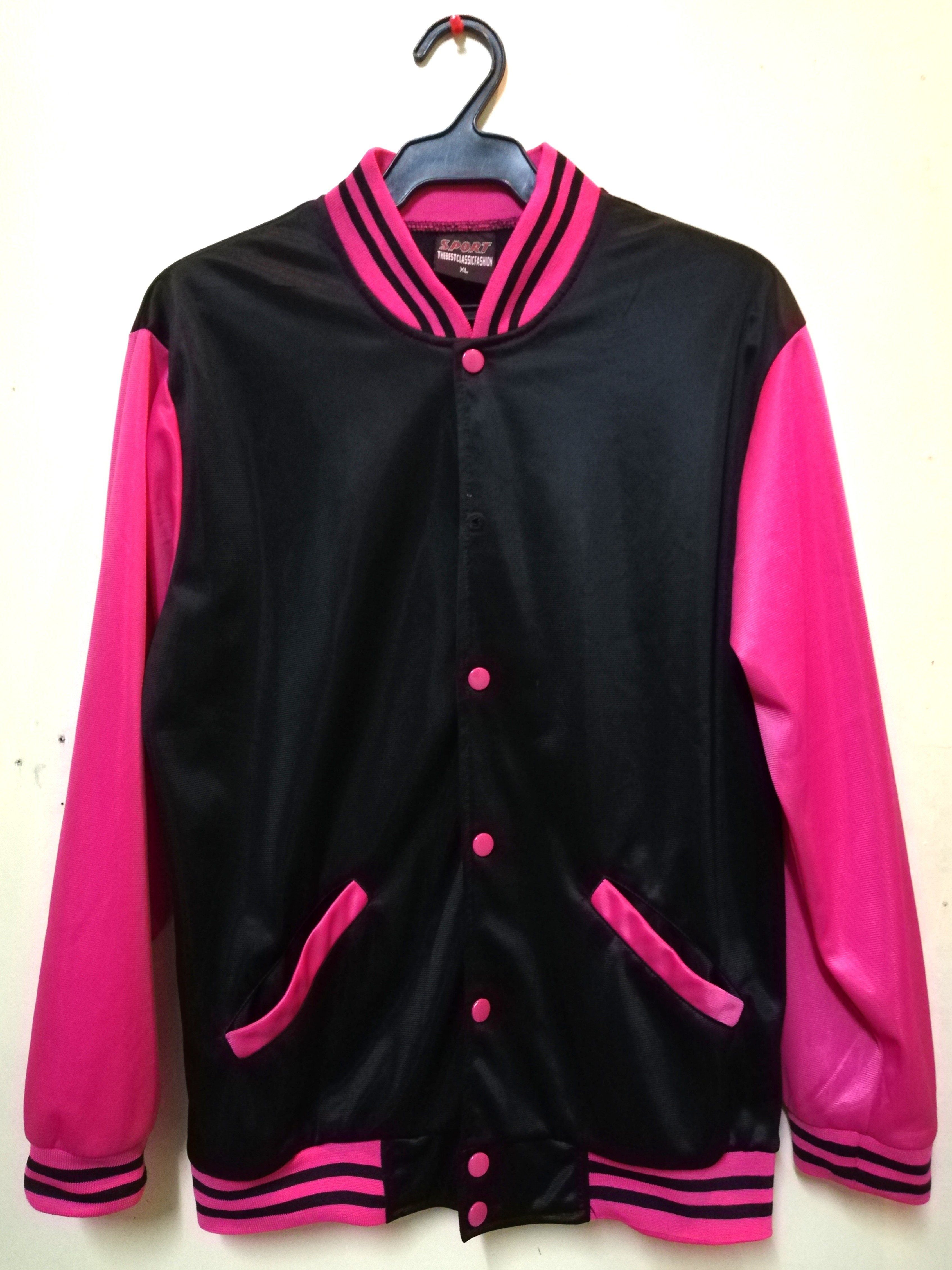 XL size Black&pink university jacket, Women's Fashion, Coats, Jackets ...