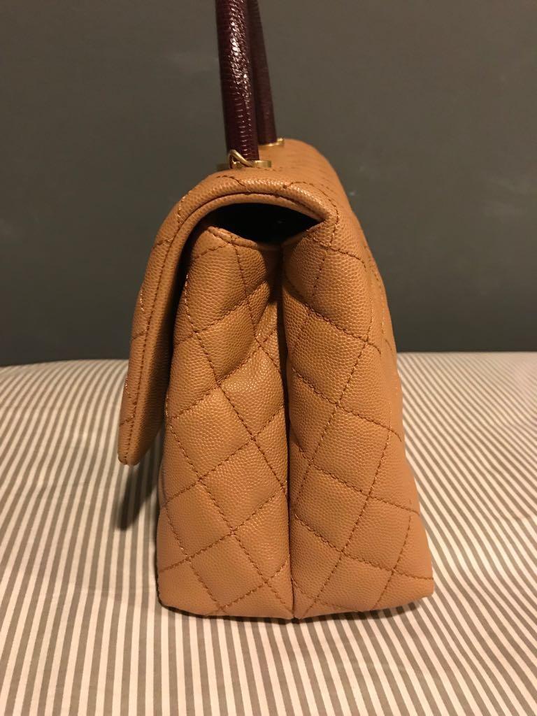 Chanel coco lizard handle in small size caviar caramel and gold ...