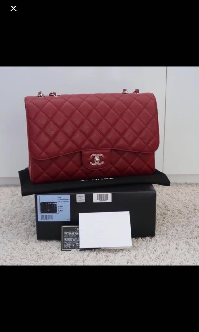 Chanel Jumbo Caviar Single Flap red (#13), Women's Fashion, Bags ...