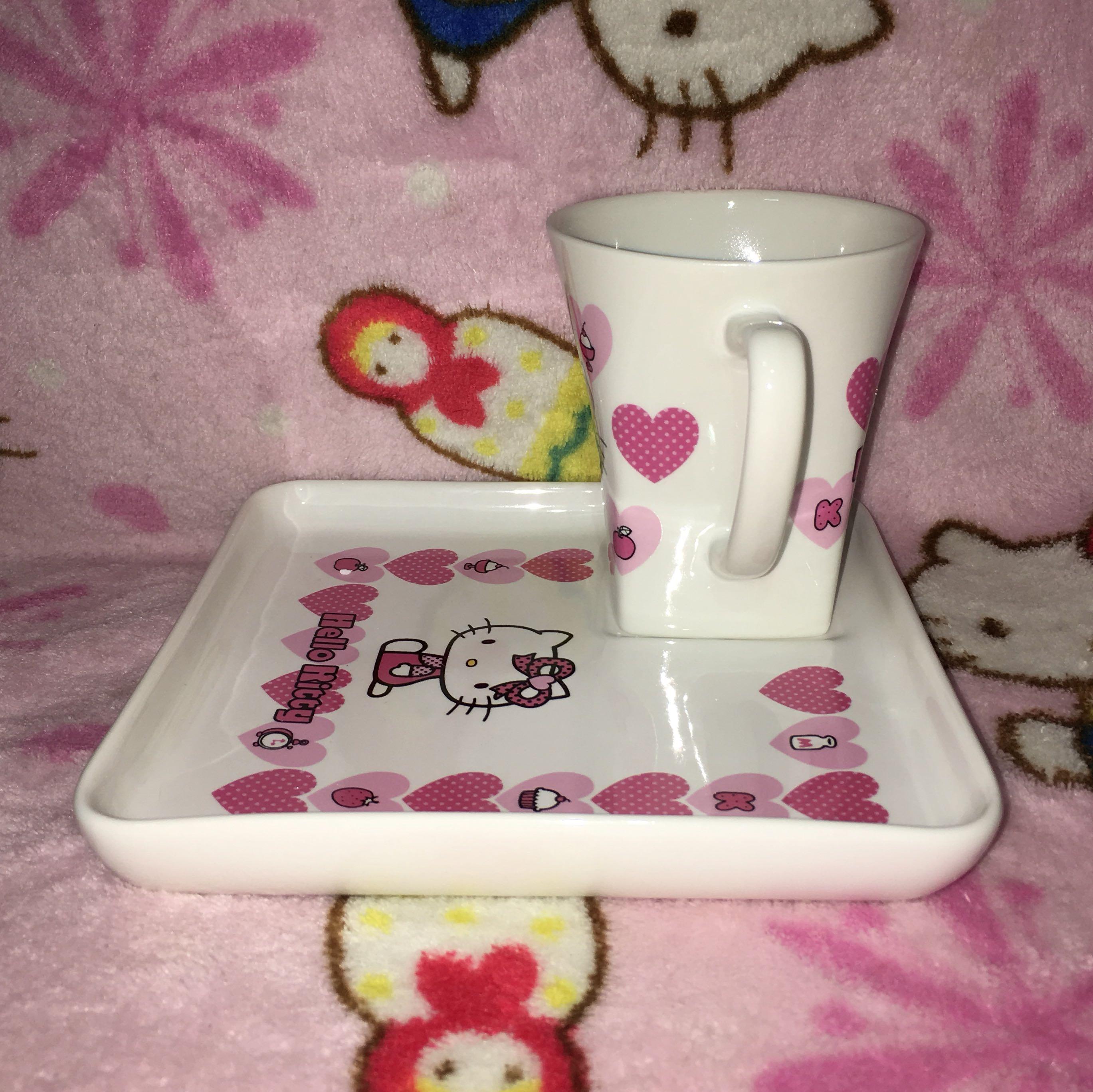 Hello Kitty Ceramic Square Plate With Small Mug, Furniture & Home ...