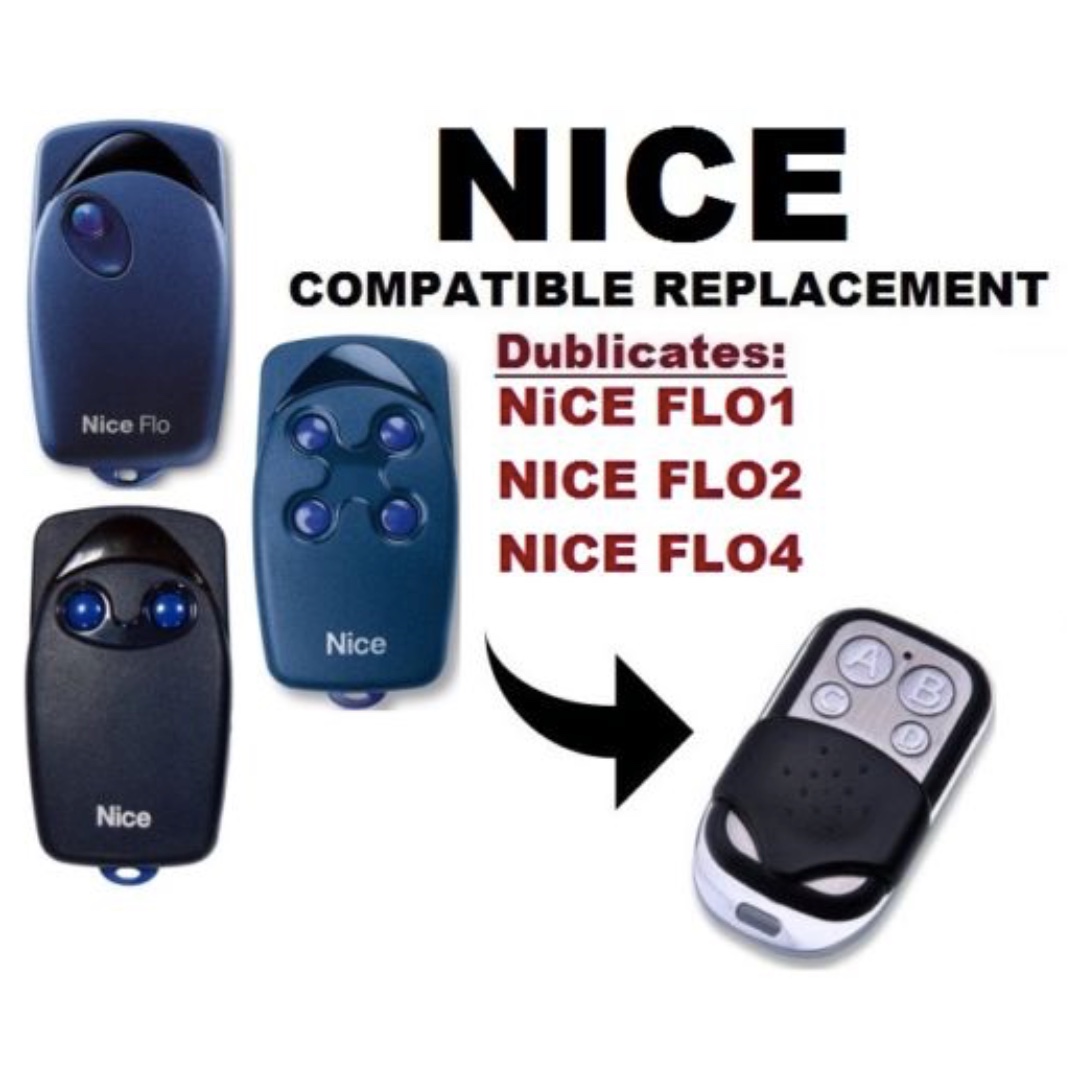 NICE FLO1,FLO2,FLO4 Garage Door/Gate Universal Remote Control Replacement Cloning/Duplicator ...