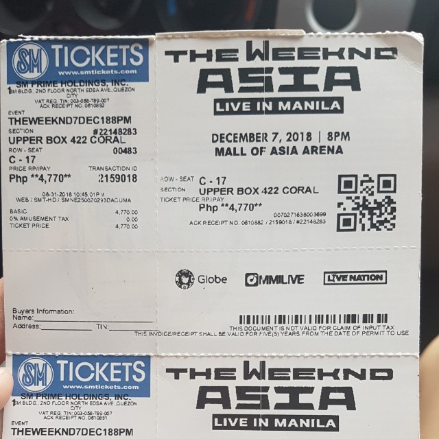 The Weeknd Concert ticket, Everything Else, Others on Carousell