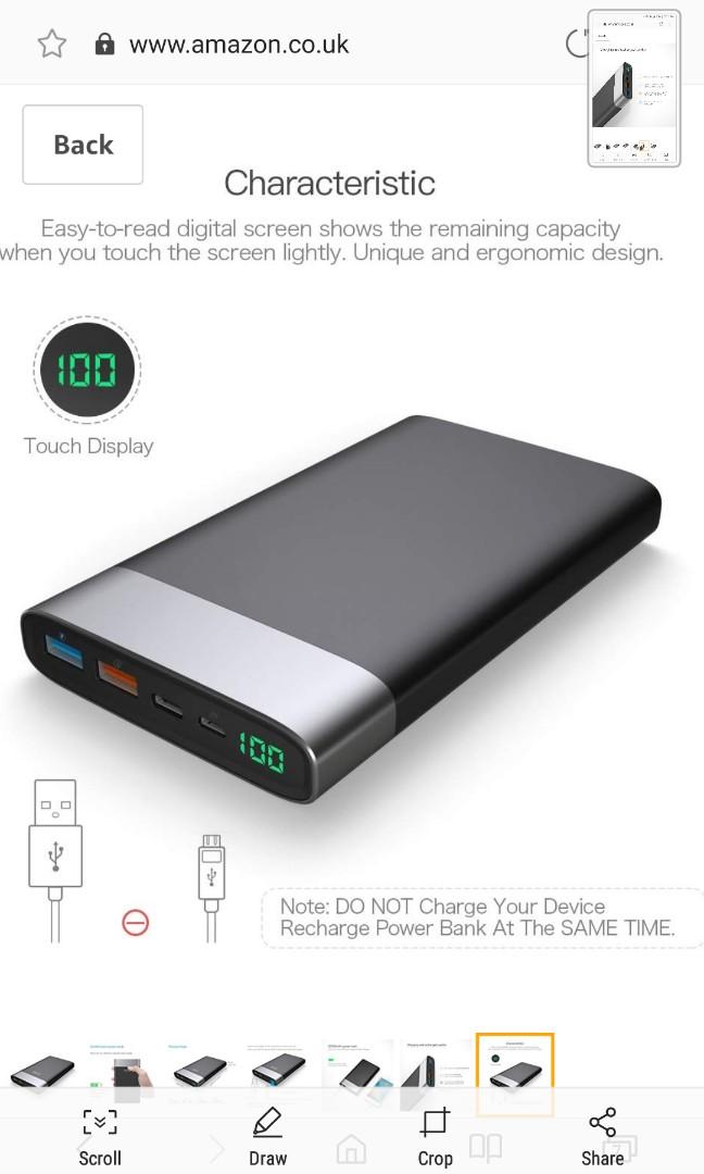 VINSIC 20000mAh Power Bank, Ultra Slim External Battery Pack Backup ...