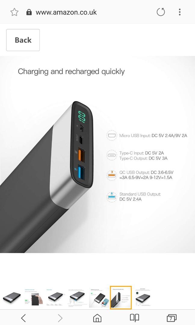 VINSIC 20000mAh Power Bank, Ultra Slim External Battery Pack Backup ...