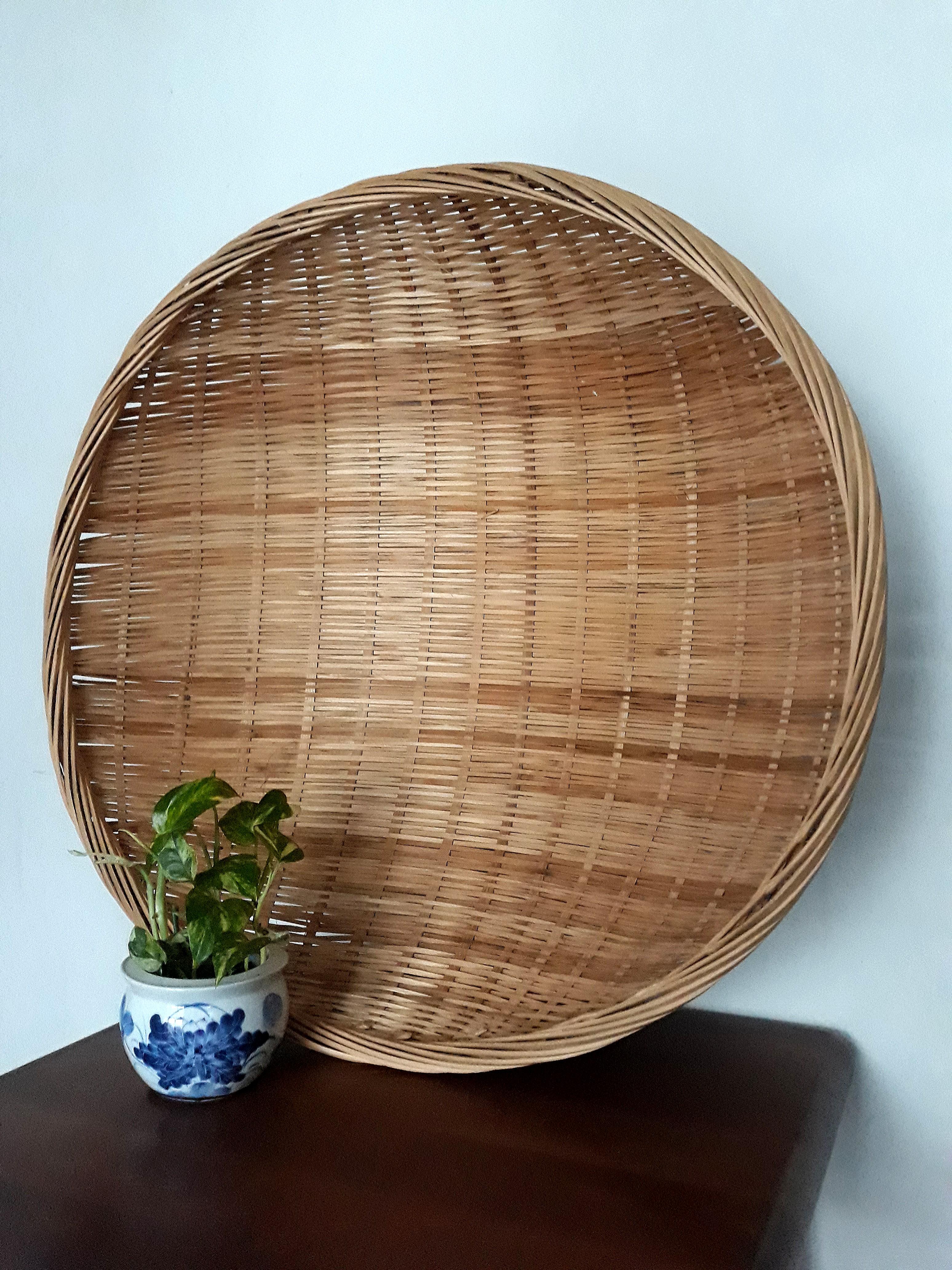 Vintage Wicker Bamboo Basket / Sieve / Tray, Furniture & Home Living ...