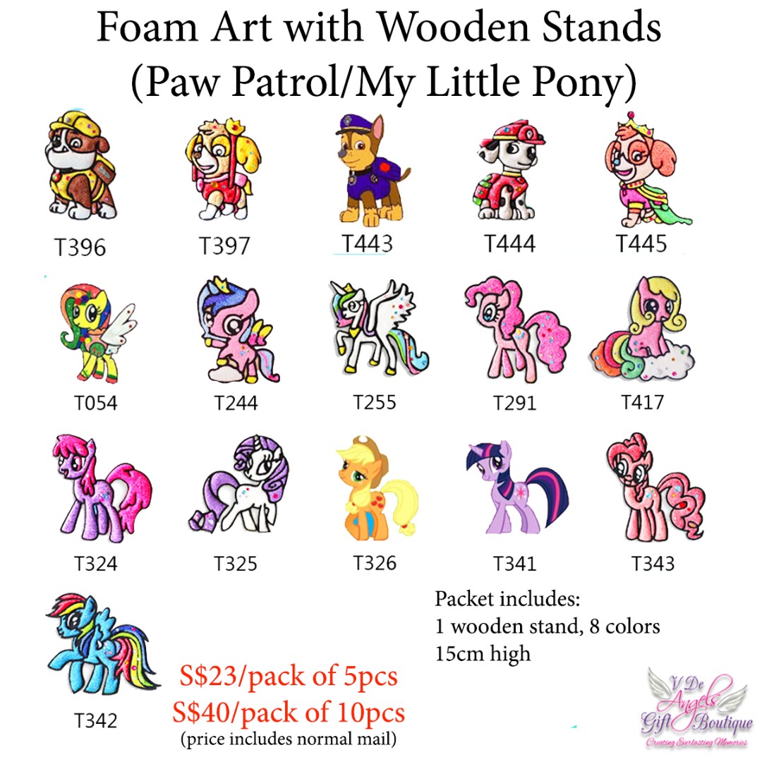 Foam Art with Wooden Stands - Paw Patrol / My Little Pony, Hobbies ...