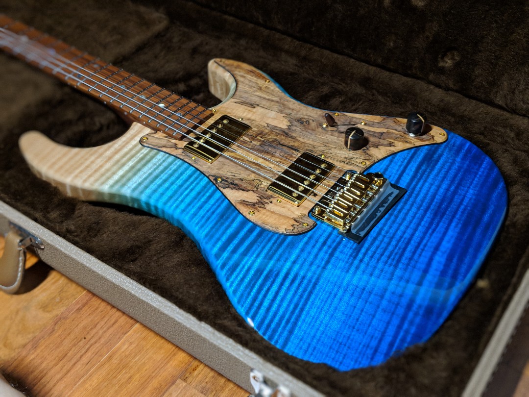 Melancon Classic Artist 1-pc Flame Maple Body in Aqua Gradient, Hobbies ...