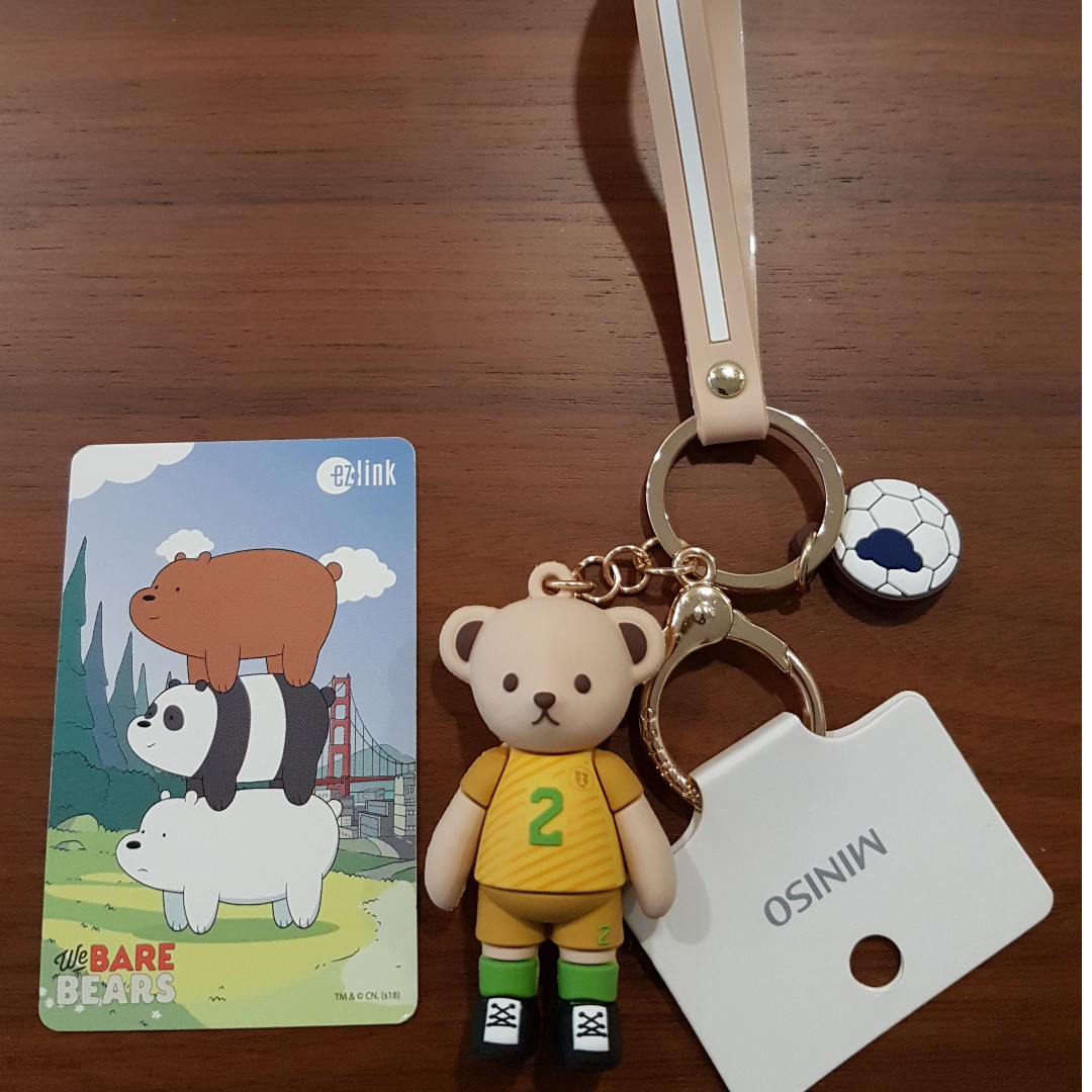 Miniso Teddy Bear Collection Football Keychain, Women's Fashion ...