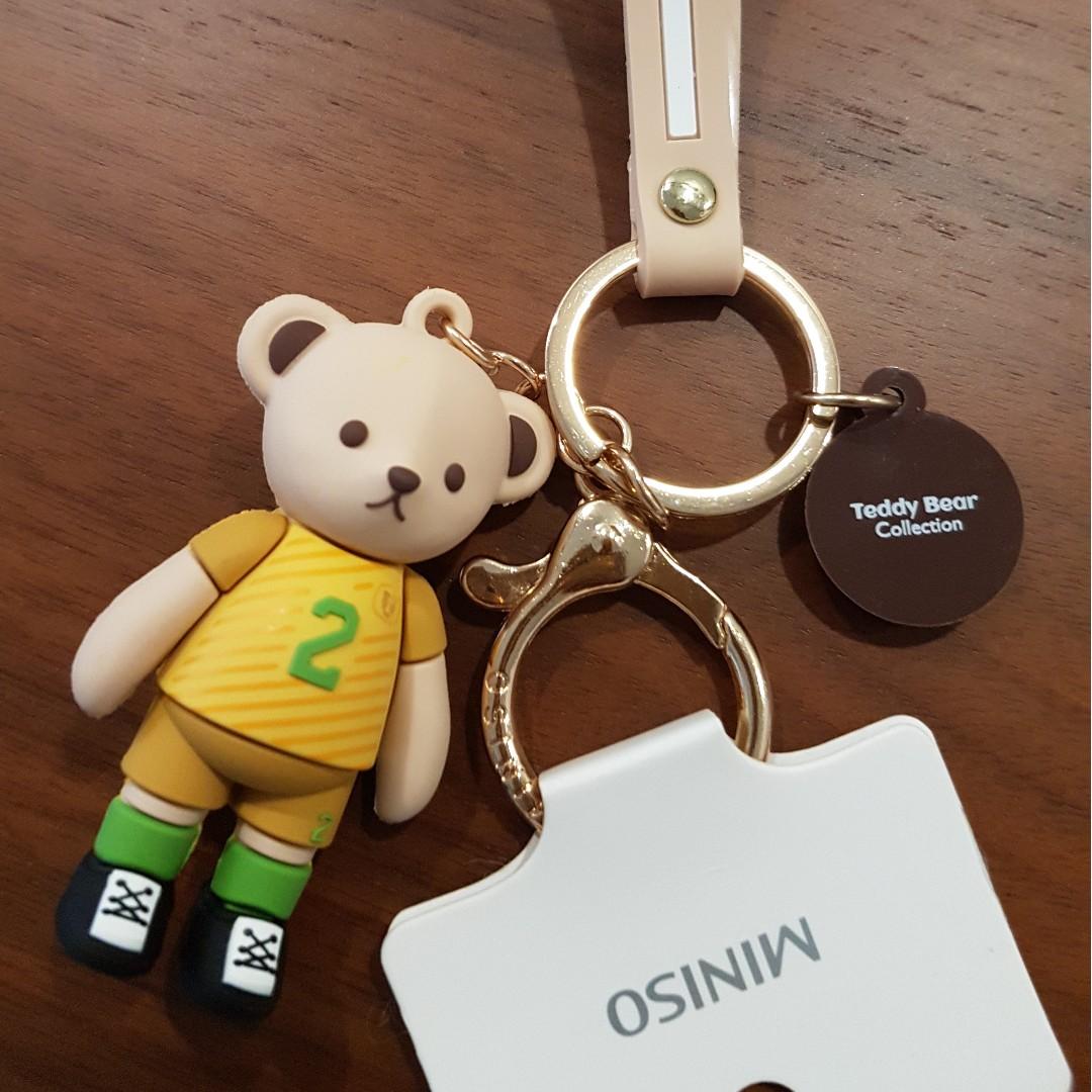 Miniso Teddy Bear Collection Football Keychain, Women's Fashion ...