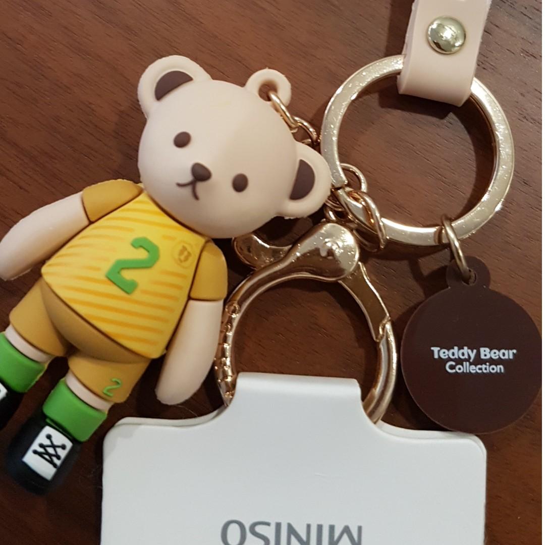 Miniso Teddy Bear Collection Football Keychain, Women's Fashion ...