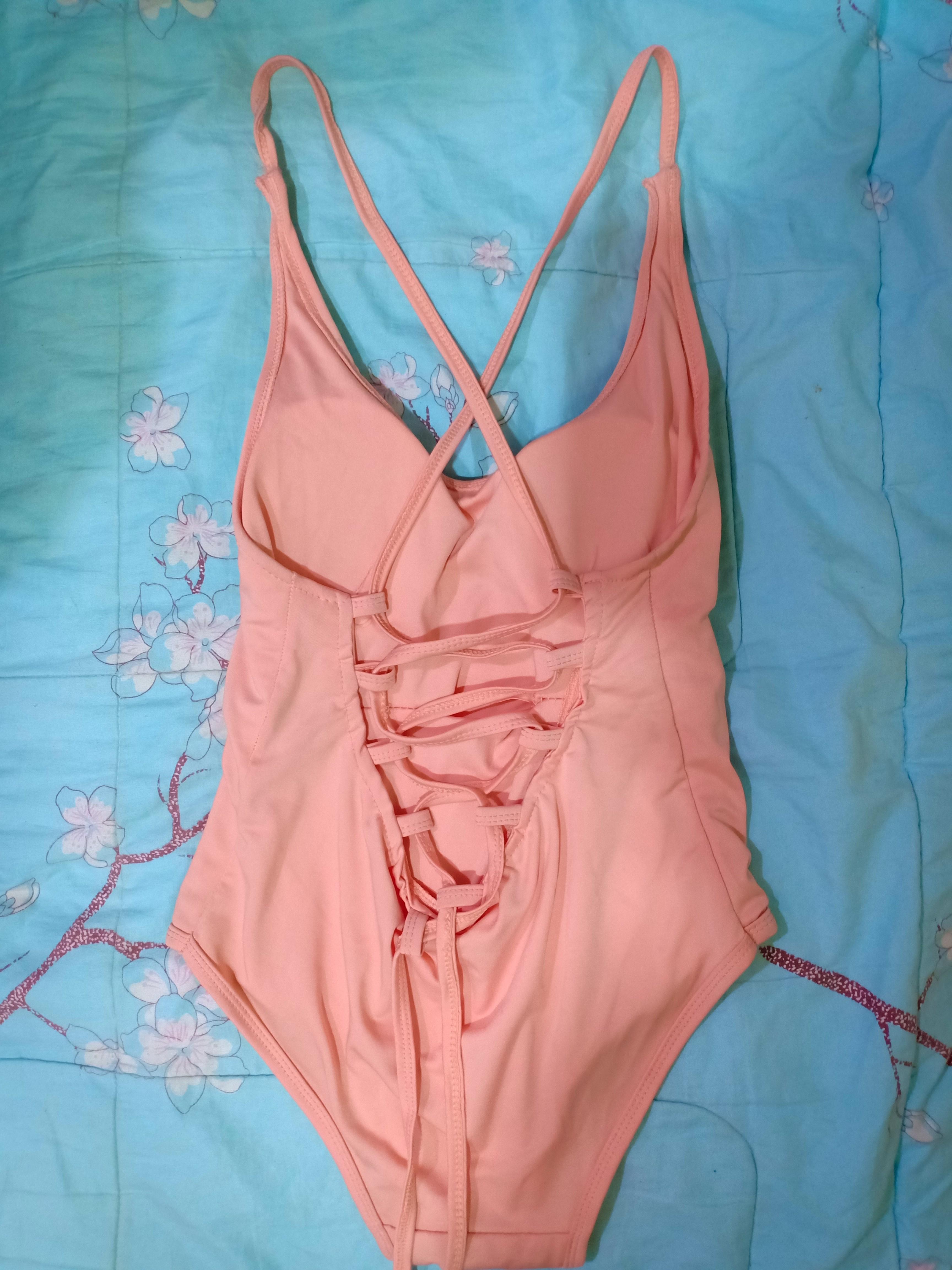 One piece peach pink swimsuit., Women's Fashion, Swimwear, Bikinis ...