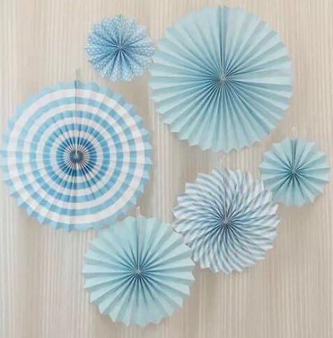 Six piece light blue paper fans, Hobbies & Toys, Stationery & Craft ...